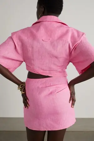 Jacquemus Capri Asymmetric Cropped Linen Shirt