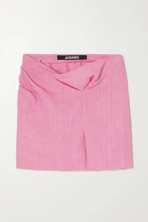 Jacquemus Cutout Draped Linen Mini Skirt