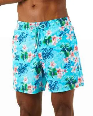 Vilebrequin Moorea Turtle Jungle Swim Shorts - Bleu Lazuli