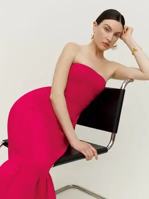 REFORMATION Arta Strapless Maxi Dress Rhubarb