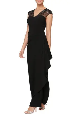 Alex Evenings Empire Waist Gown - Black