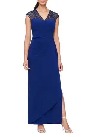 Alex Evenings Empire Waist Gown - Royal