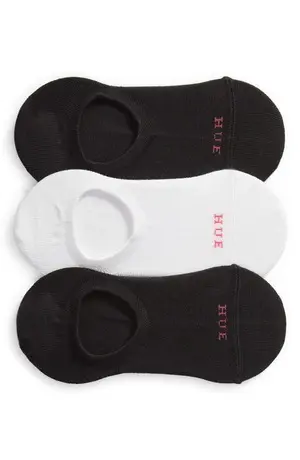 Hue Hue 3-Pack Sneaker Liner Socks Black/ White Pack