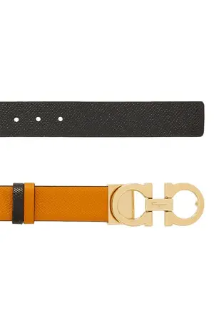 FERRAGAMO Double-gancio Leather Belt