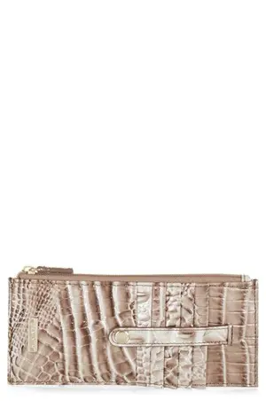 Brahmin Croc Embossed Leather Credit Card Wallet Alabaster Melbourne