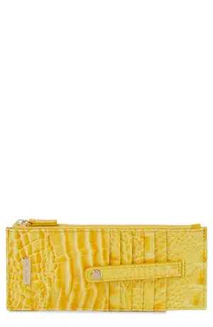 Brahmin Croc Embossed Leather Credit Card Wallet Buttercup