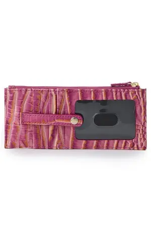 Brahmin Croc Embossed Leather Credit Card Wallet - Rouge Blush