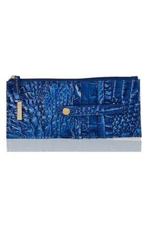 Brahmin Croc Embossed Leather Credit Card Wallet Vista Blue Ombre Melbourne