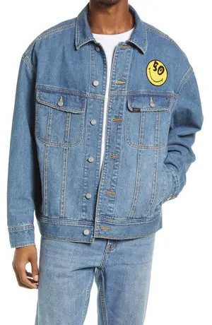 LEEM Smiley® X Lee 50th Anniversary Smiley Patch Denim Jacket Mid Shade