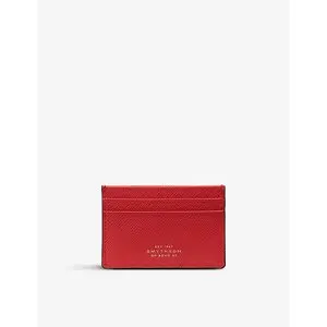 Smythson Panama Leather Card Holder Scarlet Red