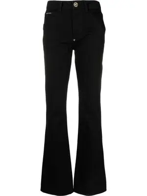 Philipp Plein Skull Flared High-waisted Jeans - Black