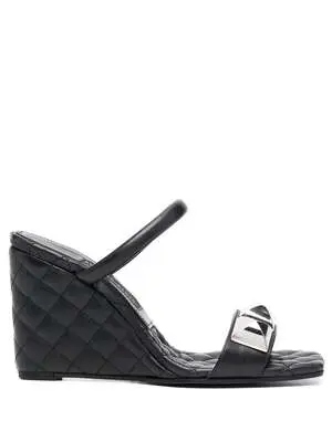 Philipp Plein Matelassé Leather Wedges - Black