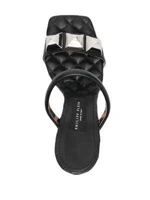 Philipp Plein Matelassé Leather Wedges - Black