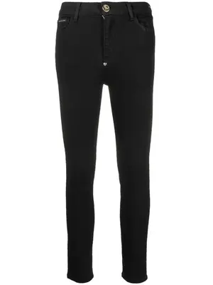 Philipp Plein Metallic Skull Skinny Jeans - Black