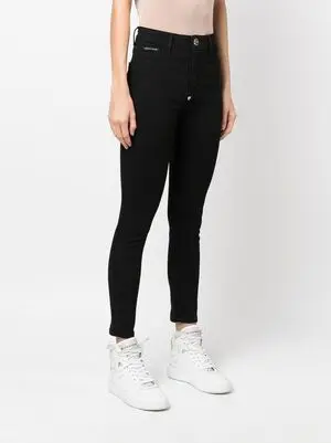 Philipp Plein Metallic Skull Skinny Jeans - Black