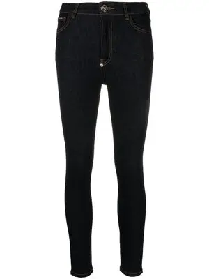 Philipp Plein Skull Embroidered Skinny Jeans - Blue