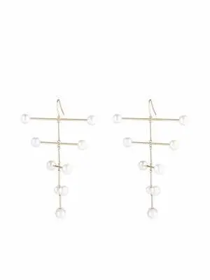 Mateo 14kt Yellow Blizzard Pearl Mobile Earrings - Gold