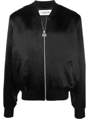 LANVIN Rhinestone Embellished Logo Bomber Jacket