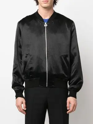 LANVIN Rhinestone Embellished Logo Bomber Jacket