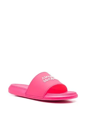 Alexander McQueen Logo-appliqué Slides - Pink