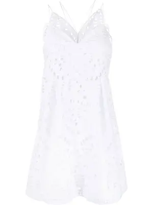 Alberta Ferretti Broderie Anglaise Mini Dress - White