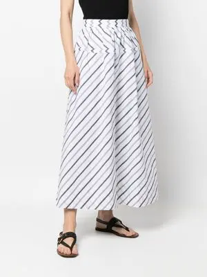 Tory Burch Striped Poplin A-line Skirt