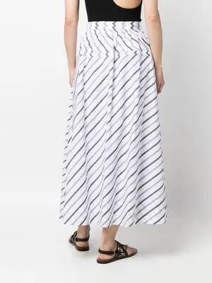 Tory Burch Striped Poplin A-line Skirt