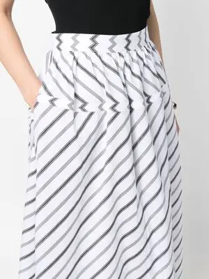 Tory Burch Striped Poplin A-line Skirt