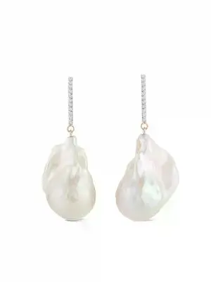 Mateo 14kt Yellow Baroque Pearl And Diamond Earrings - Gold