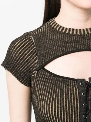 Andersson Bell Cut-out Detail Ribbed Knit Top