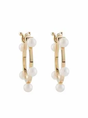 Mateo 14kt Yellow Pearl Dot Hoop Earrings - Gold