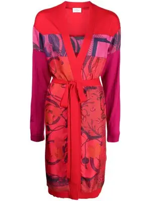 FERRAGAMO Heritage-print Long Belted Cardigan