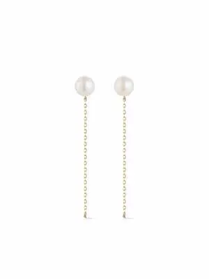 Mateo 14kt Yellow Pearl Chain Drop Earrings - Gold