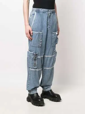 DIESEL® Wide Leg Cargo Distressed Jeans