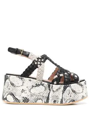 Alberta Ferretti Snakeskin Platform Sandals - Black