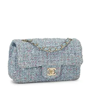WHAT GOES AROUND COMES AROUND Chanel Blue Tweed Rectangular Flap Mini