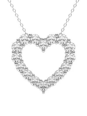 LAB GROWN DIAMONDS 14k & 3 Tcw Lab-grown Diamond Open-heart Pendant Necklace - White Gold