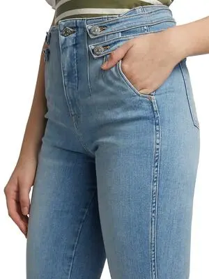 Veronica Beard Beverly Button Tab Flare Jeans Size
