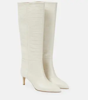 Paris Texas Croc-effect Leather Knee-high Boots - White