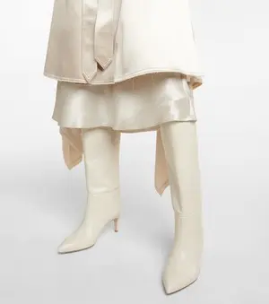 Paris Texas Croc-effect Leather Knee-high Boots - White