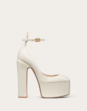 Valentino Garavani Tan-go Platform Pump In Patent Leather 155 Mm Light Ivory