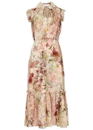 Zimmermann Dancer Flutter Floral-print Silk-chiffon Midi Dress