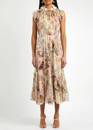 Zimmermann Dancer Flutter Floral-print Silk-chiffon Midi Dress