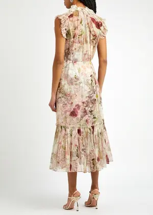 Zimmermann Dancer Flutter Floral-print Silk-chiffon Midi Dress