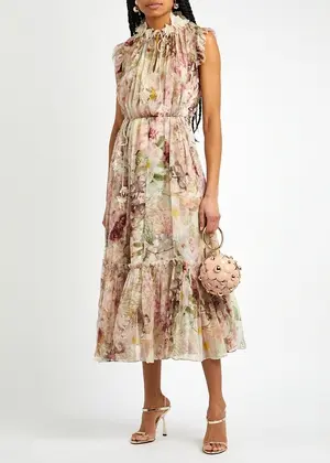 Zimmermann Dancer Flutter Floral-print Silk-chiffon Midi Dress