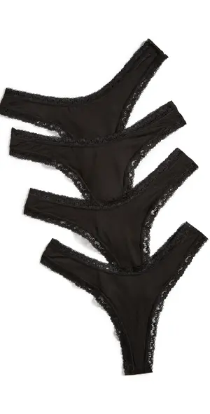 STRIPE & STARE Thong 4 Pack Box - Black