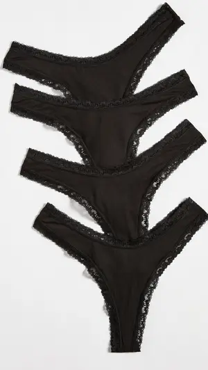 STRIPE & STARE Thong 4 Pack Box - Black