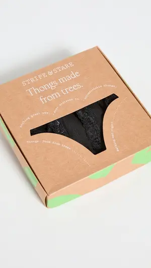 STRIPE & STARE Thong 4 Pack Box - Black