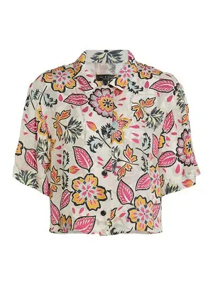 Rag & Bone Women's Mare Cropped Floral Shirt - White Floral  - White Floral