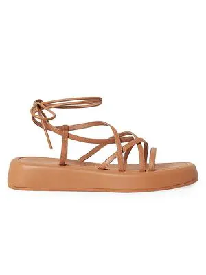 LOEFFLER RANDALL Women's Beau Leather Flatform Sandals - Black  - Dark Sand
